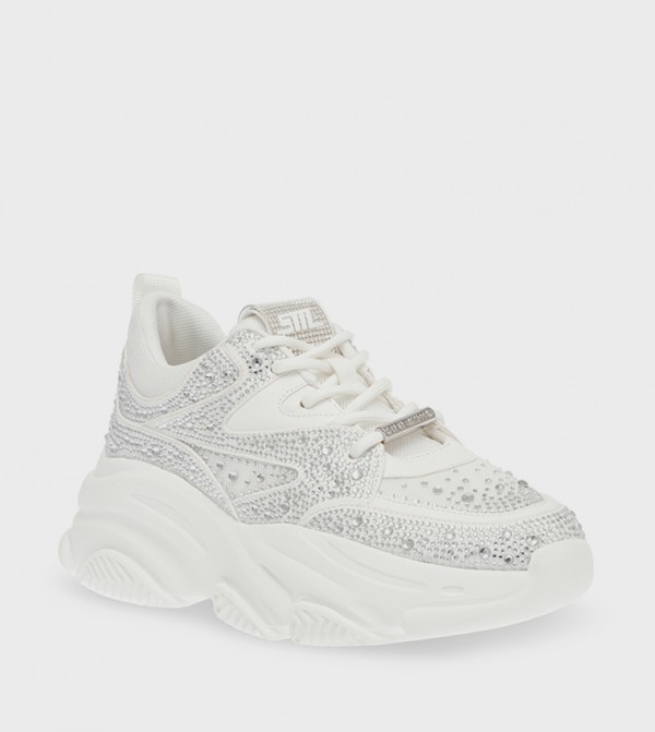 Buy Steve Madden PRIVY Embellished Chunky Sneakers In White | 6thStreet UAE