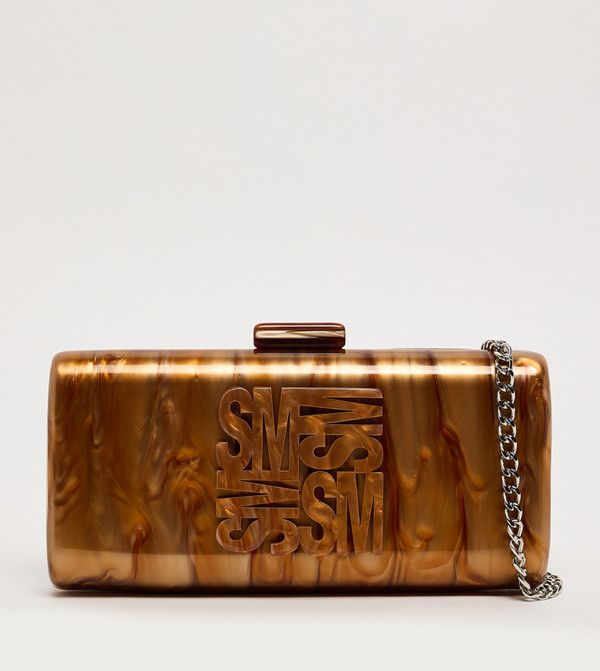 Buy Steve Madden BLILLA Monogram Detail Marble Clutch In Brown ...