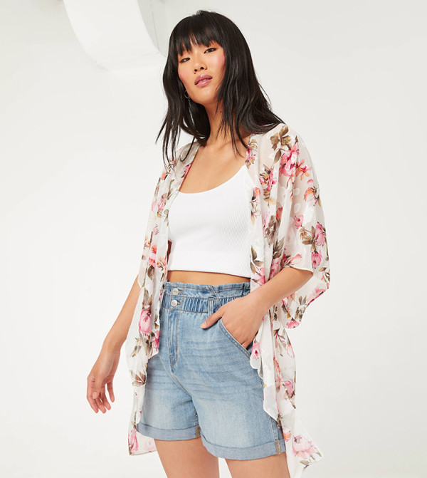 Buy Ardene Floral Lightweight Open Poncho In Multiple Colors ...