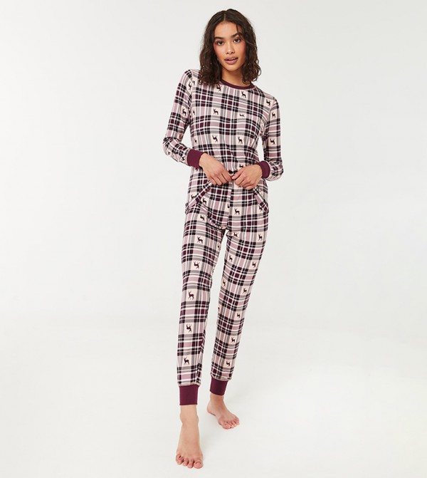 Buy Ardene Reindeer Plaid Super Soft Pyjama Set In Multiple Colors ...