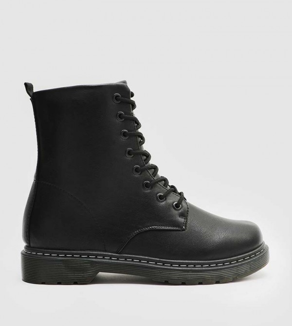 Buy Ardene Combat Boots With Injected Sole In Black | 6thStreet Saudi ...