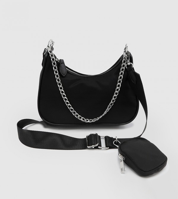 Buy Ardene Baguette Bag With Chain Strap In Black | 6thStreet Qatar