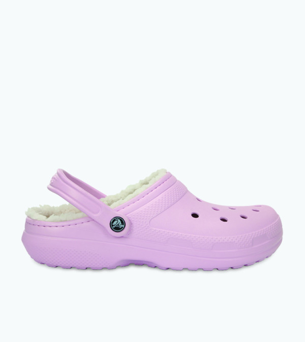 Buy Crocs Classic Lined Fur Detail Sling Back Strap Clog Light Pink In ...