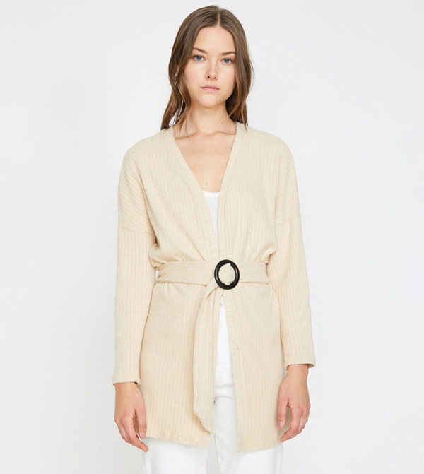 Buy Koton Tie Around Waist Cardigan In Beige | 6thStreet UAE