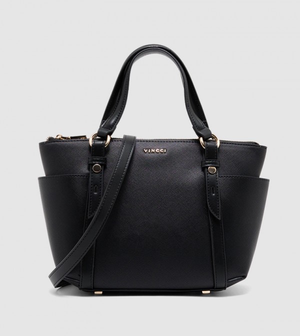 Buy VINCCI Logo Detail Satchel Bag In Black | 6thStreet UAE