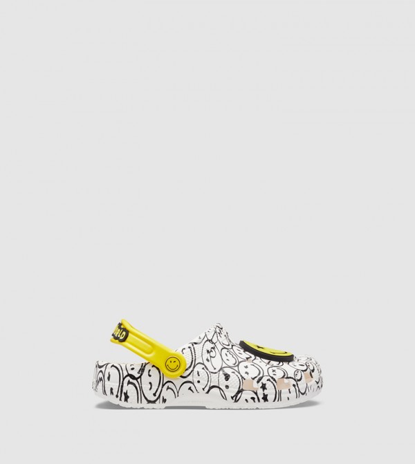 Buy Crocs Classic Smiley World Charm Clogs In White | 6thStreet Qatar