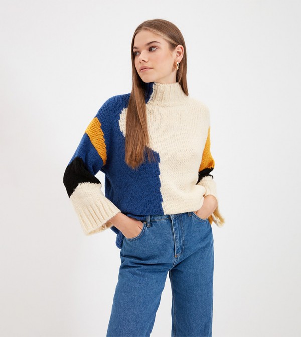 Buy Trendyol Color Block Knitwear Sweater In Multiple Colors ...