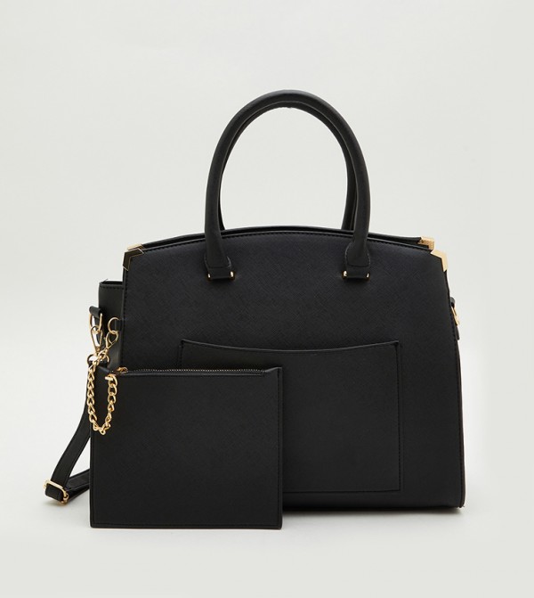 Buy Ardene Textured Tote Bag With Wallet In Black | 6thStreet UAE