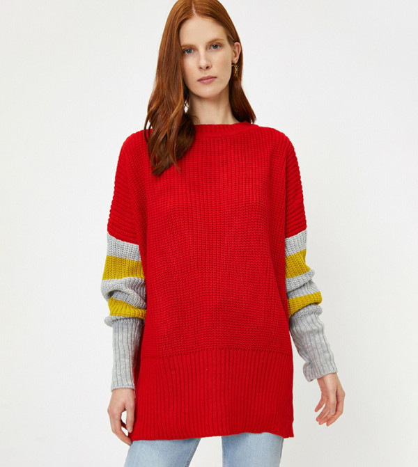 Buy Koton Sleeve Detailed Sweater In Red | 6thStreet Kuwait