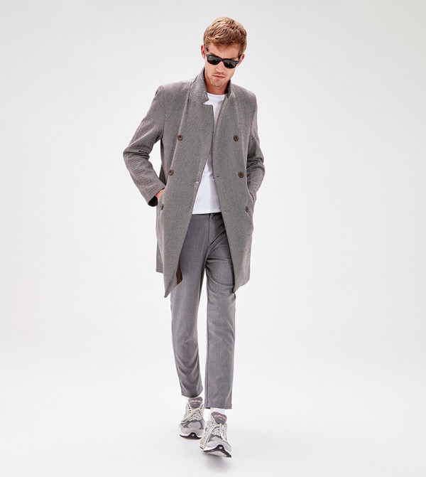 Buy Trendyol Double Breasted Closure Diagonal Coat In Brown | 6thStreet UAE