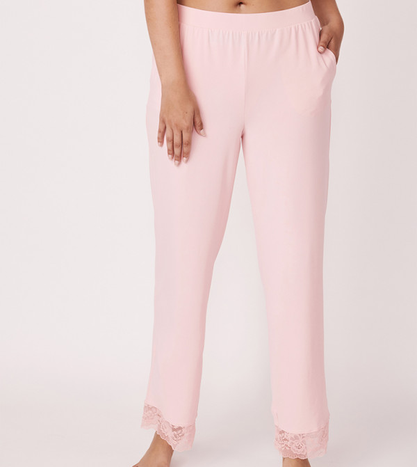 Buy La Vie En Rose Lace Trim Pant Pink In Pink | 6thStreet Qatar