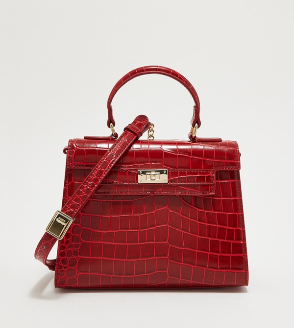 Buy Cuple Textured Top Handle Bag With Sling In Red | 6thStreet UAE