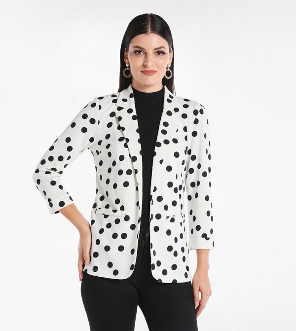Buy R&B Polka Dots Blazer Jacket With Notch Lapel And Long Sleeve In ...