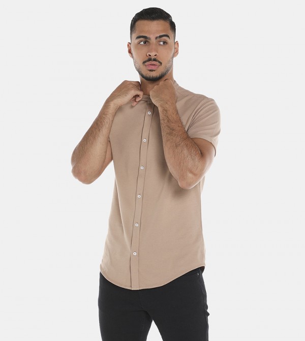 Buy R&B Solid Regular Fit Shirt In Brown | 6thStreet UAE