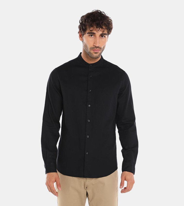 Buy R&B Solid Regular Fit Shirt In Black | 6thStreet UAE