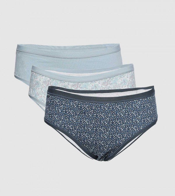 Buy R&B Pack Of 3 Printed Briefs In Blue | 6thStreet Oman