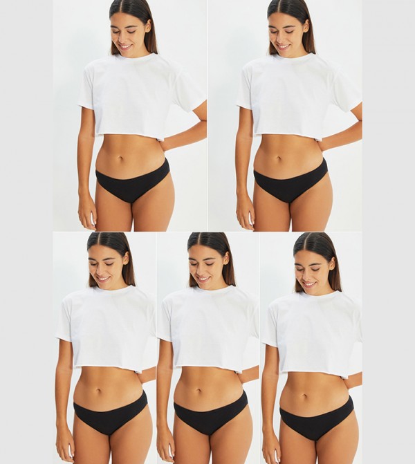 Buy Trendyol Pack Of 5 Basic Briefs In Black | 6thStreet Oman