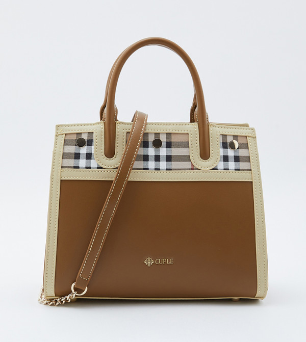 Buy Cuple Patterned Satchel Bag With Sling In Natural | 6thStreet UAE