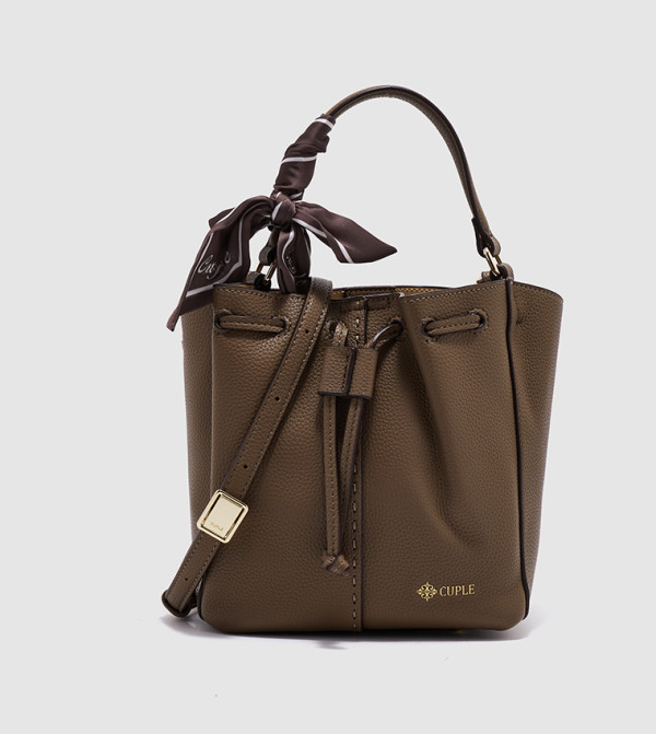 Buy Cuple Logo Detail Bucket Bag With Scarf In Khaki | 6thStreet UAE
