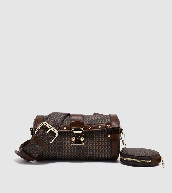 Buy Cuple Monogram Barrel Crossbody Bag With Coin Purse In Brown ...