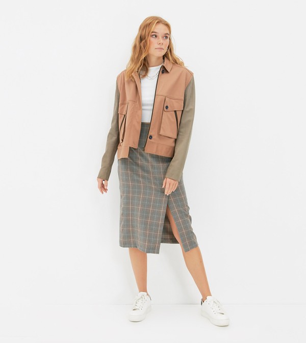 Buy Trendyol Plaid Skirt In Grey | 6thStreet Qatar