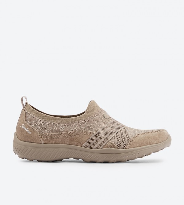 Buy Skechers Be Light Fancy Flair Round Toe Slip Ons Beige In Beige ...