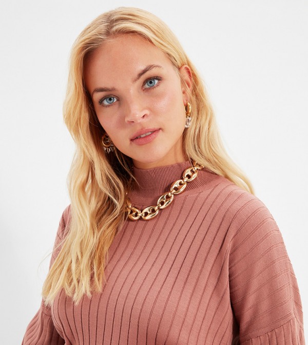 Buy Trendyol Mock Neck Sweater In Pink 6thstreet Uae
