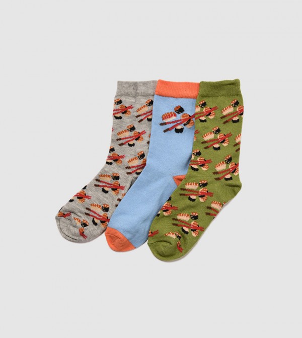 Buy Trendyol Pack Of 3 Pattern Knit Socks In Multiple Colors ...