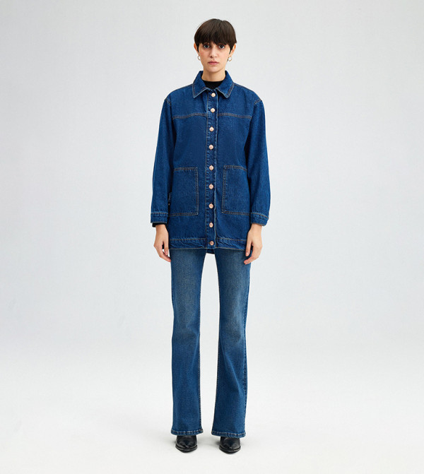 Buy Touché Slit Detail Denim Jacket In Blue | 6thStreet UAE