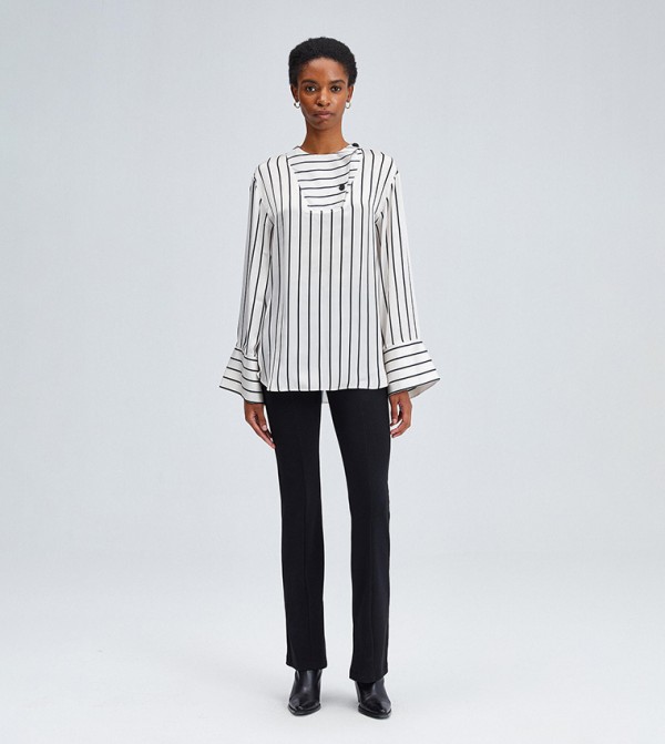Buy Touché Striped Flared Sleeves Tunic In White | 6thStreet UAE