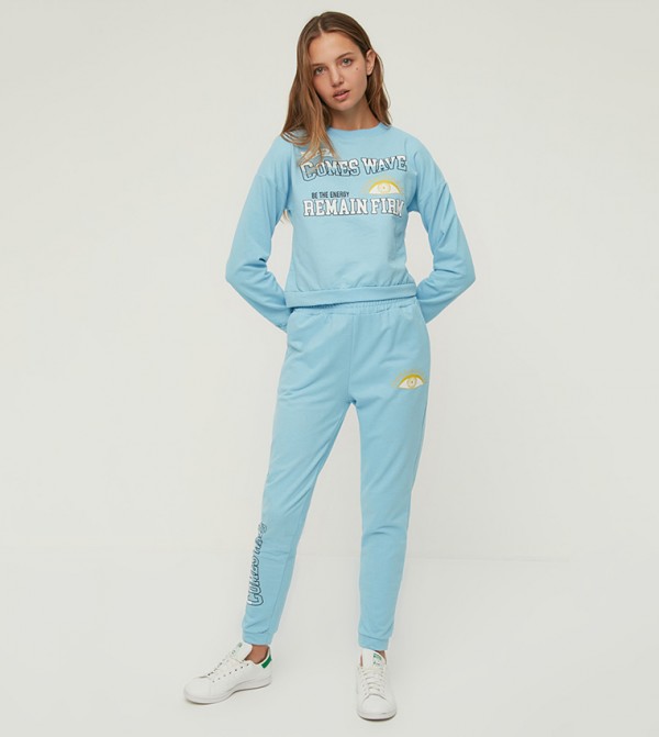 Buy Trendyol Printed Tracksuit In Blue | 6thStreet Oman