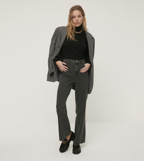 Buy Trendyol High Waist 90'S Wide Leg Jeans In Grey | 6thStreet Bahrain