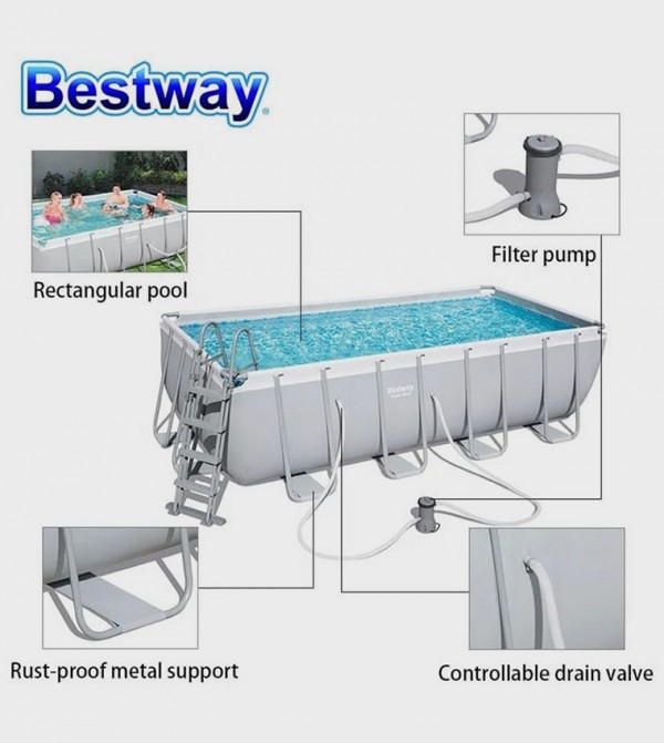 Buy BESTWAY @ FC Power Steel Rectangular Frame Pool Set+ Filter Pump ...