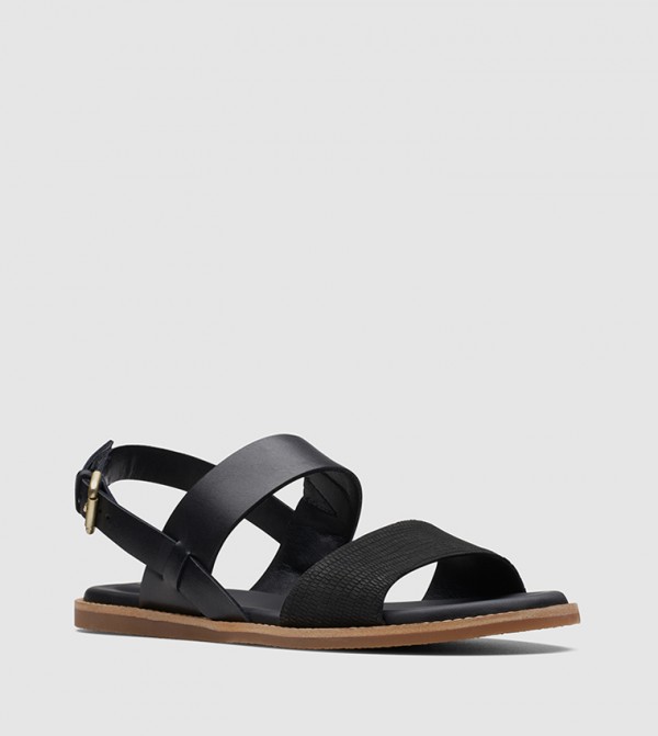 Buy Clarks Karsea Strap Open Toe Flat Sandals In Black | 6thStreet ...