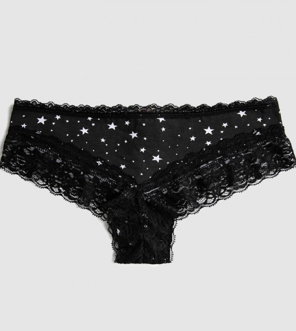 Buy Trendyol Printed Lace Brief In Black | 6thStreet Qatar