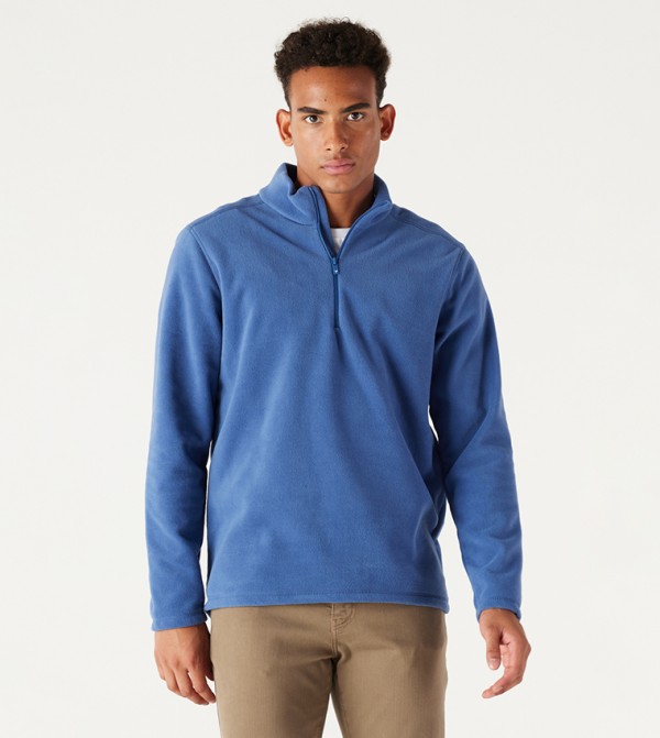 Buy ALTINYILDIZ CLASSICS Solid High Neck Fleece Jacket In NAVY BLUE ...