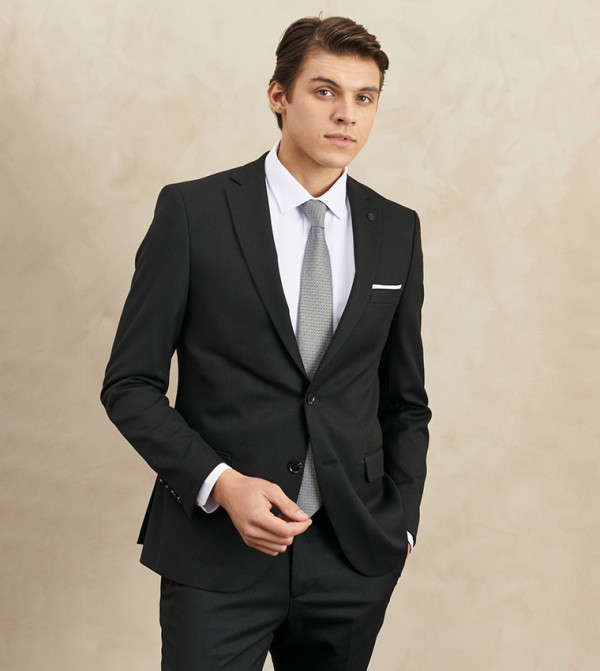 Buy ALTINYILDIZ CLASSICS Self Patterned Slim Fit Suit In Black ...