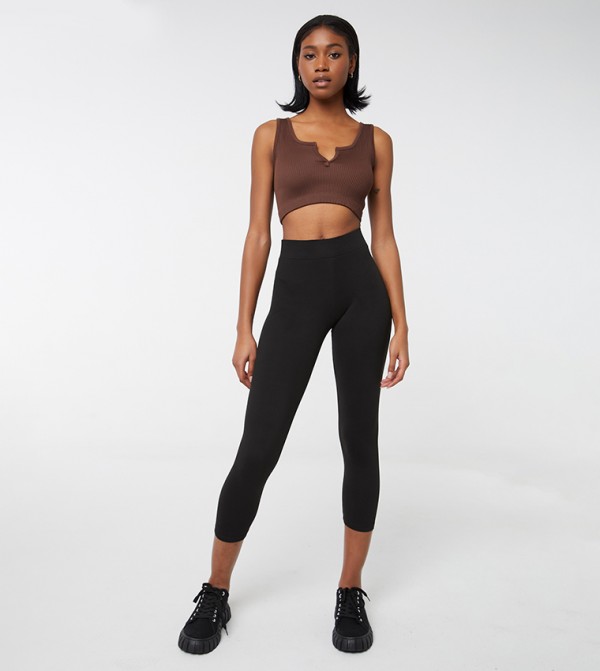 Buy Ardene Solid Capri Leggings In Black | 6thStreet Qatar