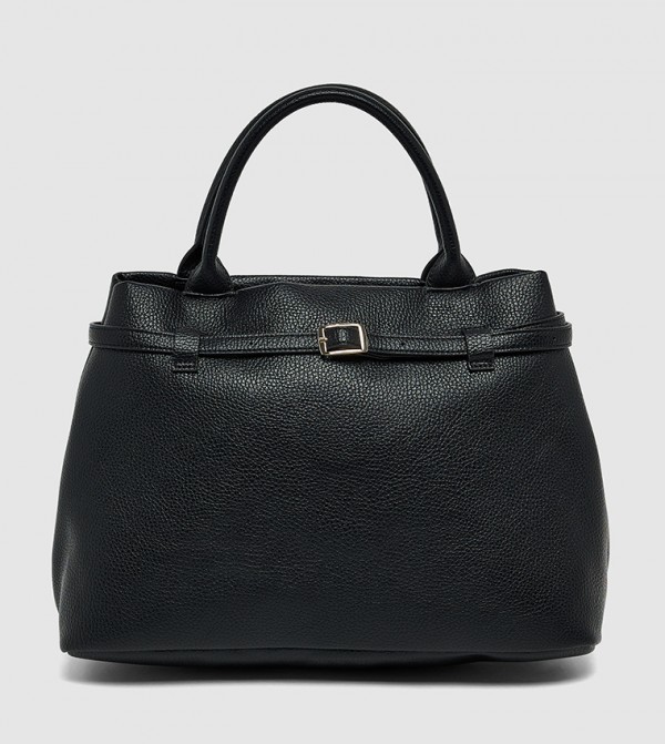 Buy Austin Reed Textured Satchel Bag With Snap Button Closure In Black ...