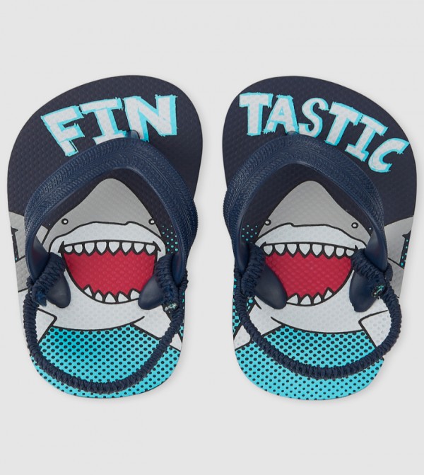Buy The Children's Place Toddler Boys Shark Flip Flips Navy In Navy ...
