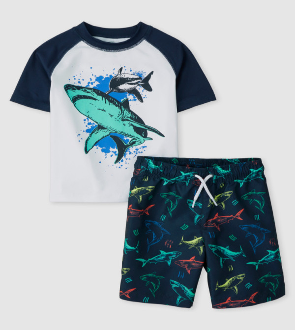 Buy The Children's Place Boys Shark Swim Set Tidal In Blue | 6thStreet UAE