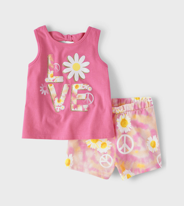 Buy The Children's Place Daisy Printed Short Clothing Set In Pink ...