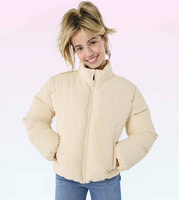 Buy Sugar & Jade Quilted Zipper Puffer Jacket In Beige | 6thStreet Qatar