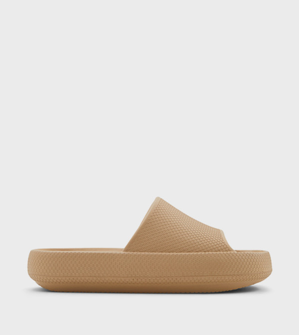 Buy Call It Spring ADRYEN Textured Flatform Slides In Beige | 6thStreet UAE