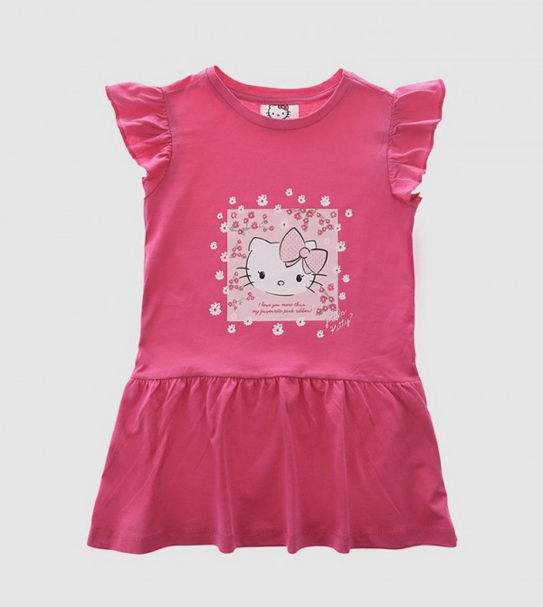 Buy Trendyol Hello Kitty Girl's Printed Dress In Fuchsia | 6thStreet UAE