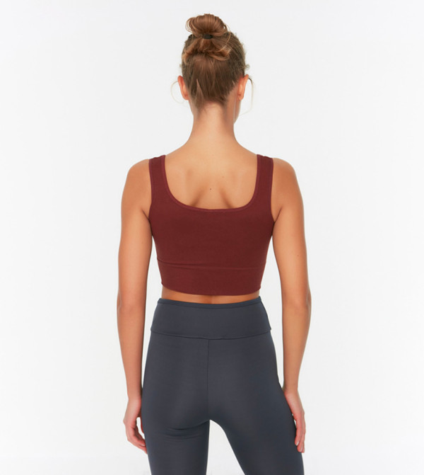 Buy Trendyol Seamless Collar Detailed Sports Bra In Brown | 6thStreet Oman