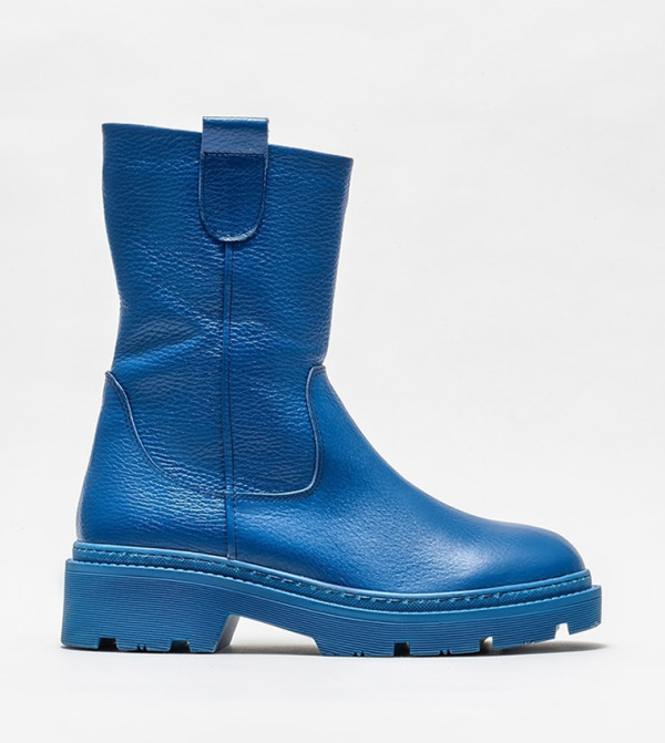 Buy Elle Leather Calf Boots In Blue | 6thStreet Oman