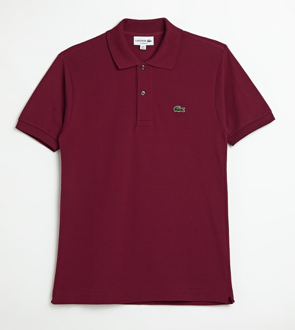 Buy Lacoste Logo Detail Short Sleeves Polo T Shirt In Maroon ...