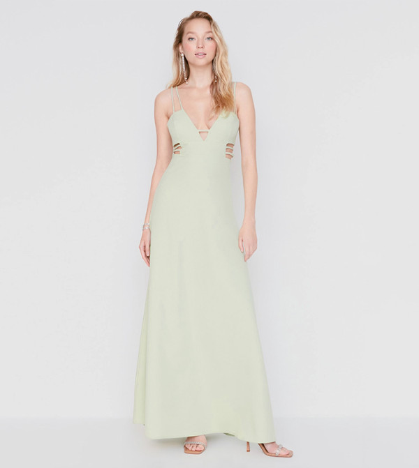 Buy Trendyol Fit And Flare Evening & Graduation Maxi Dress In Green ...