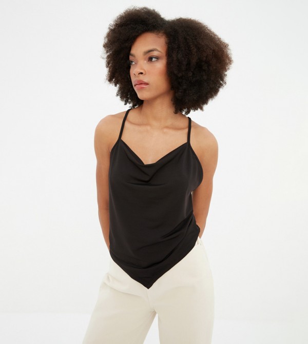 Buy Trendyol Solid Single Strap Top In Black | 6thStreet Qatar